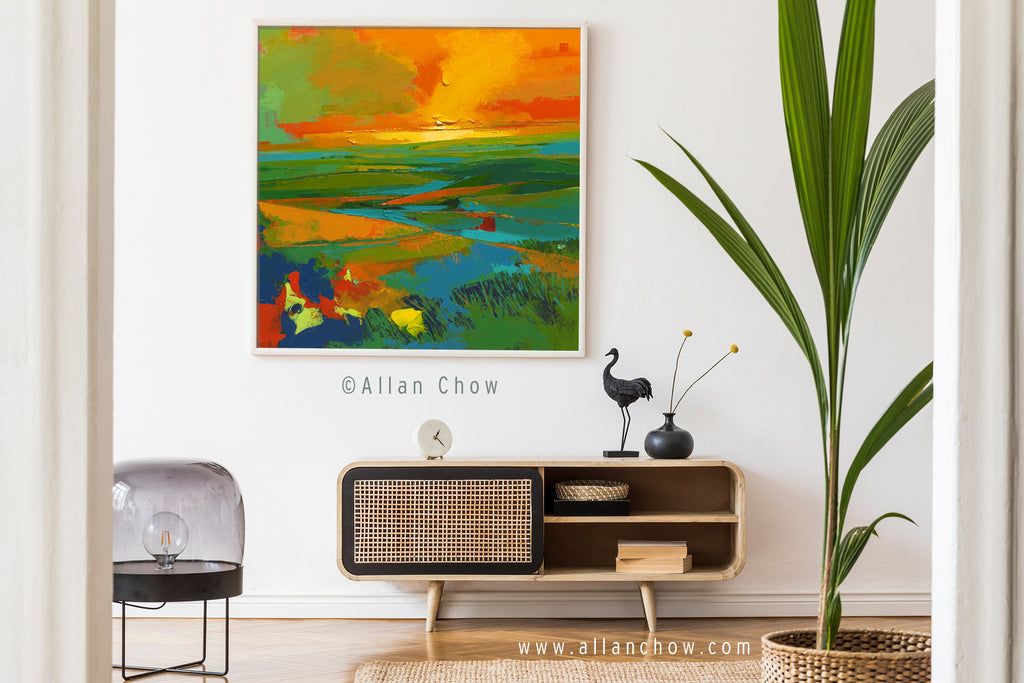 Kansas City landscape original art on canvas prints bold palette knife ...