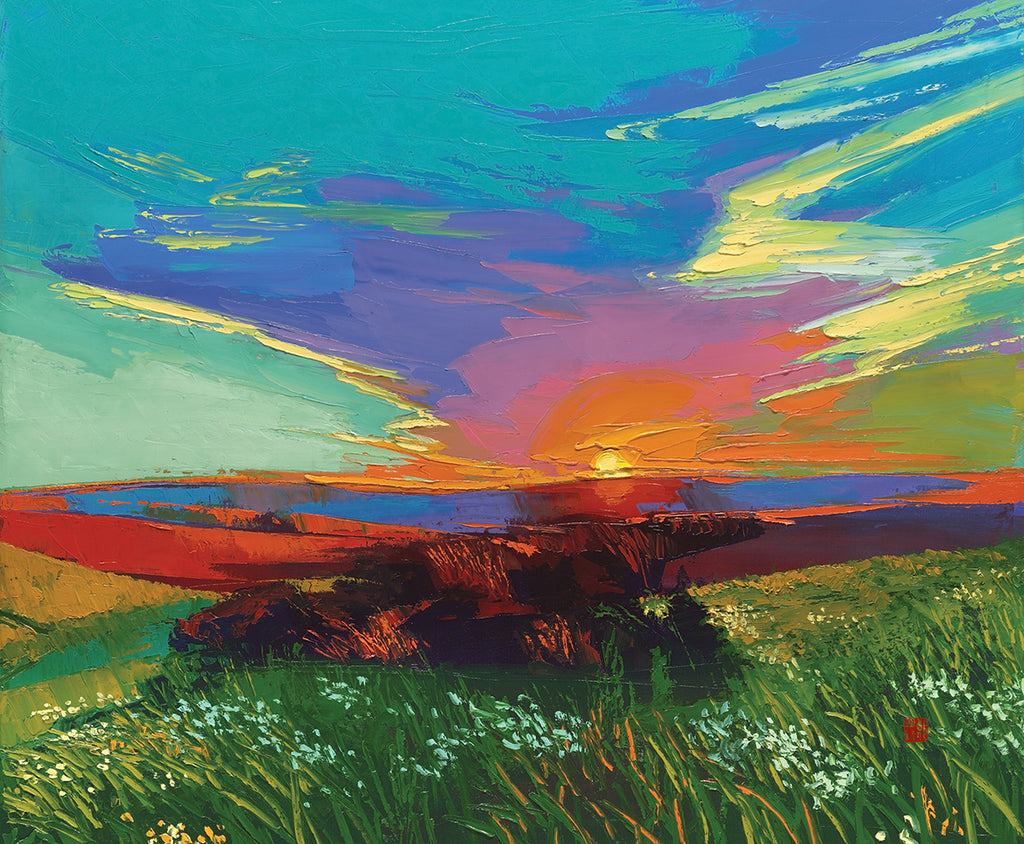 Kansas City landscape original art on canvas prints bold palette knife ...